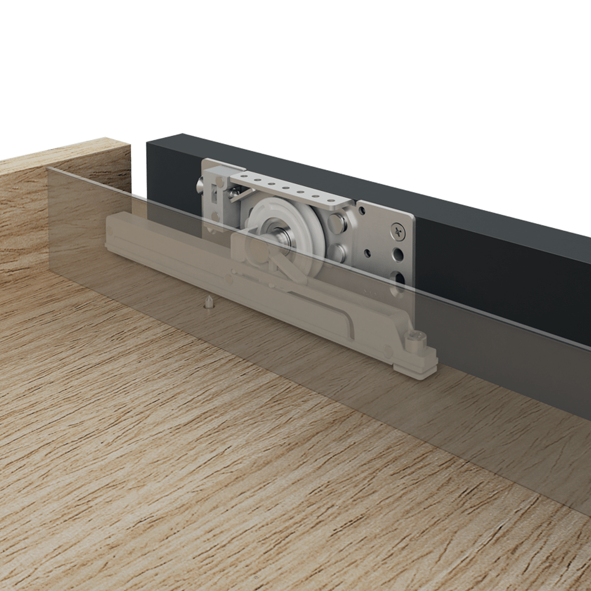 Base: Adjustable sliding system for wardrobes with overlapped doors