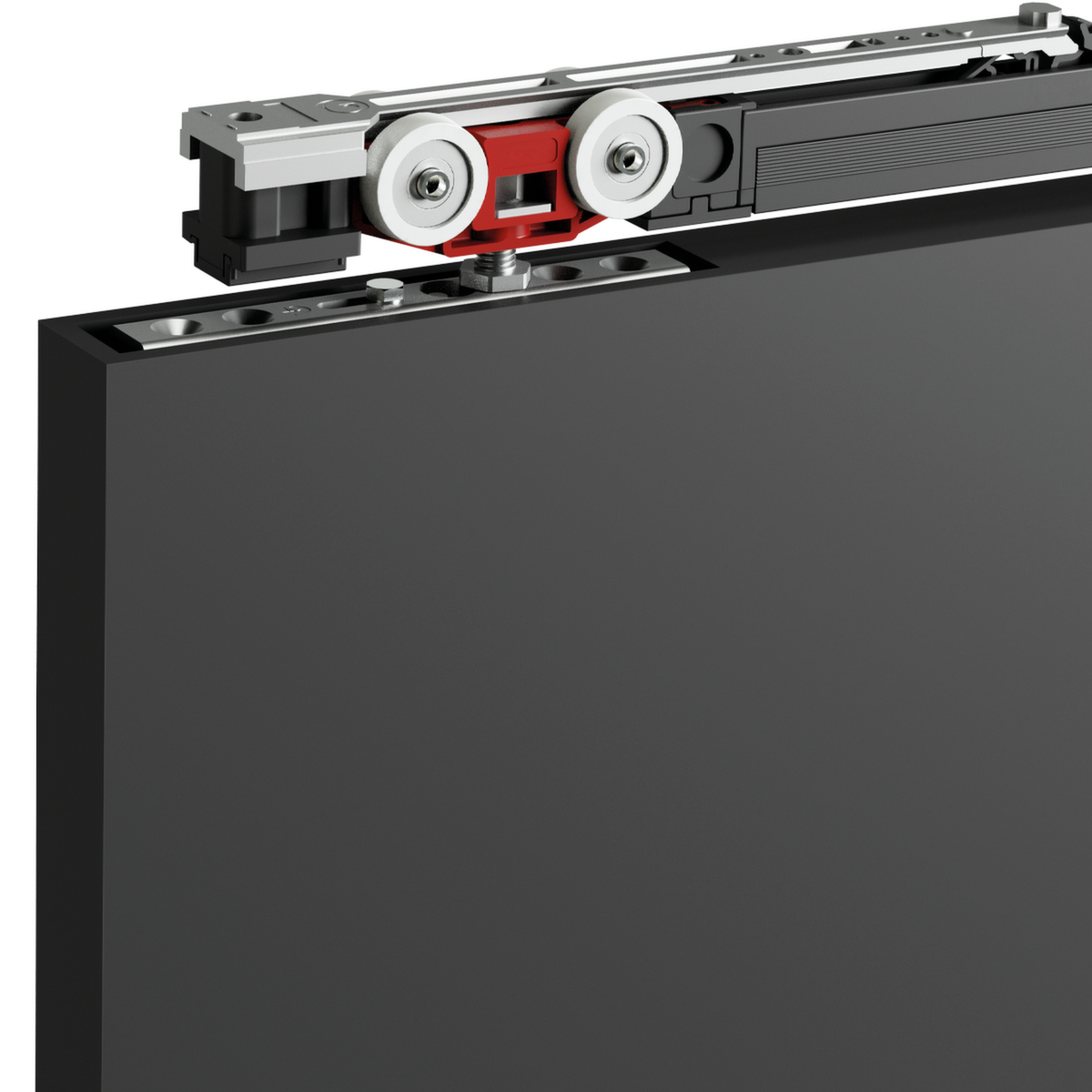 Hide: Concealed bracket sliding system for wooden doors.